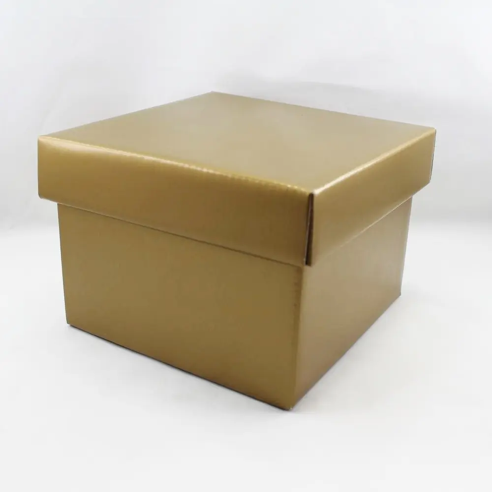 Medium Square Box and Lid 17x17x12cm height Gold